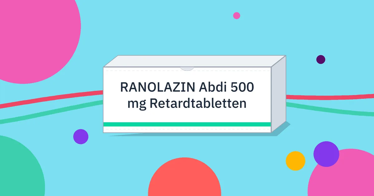 Symbolbild: Packung mit der Aufschrift RANOLAZIN Abdi 500 mg Retardtabletten (PZN 19133063) – Verfügbarkeit und Bezug in Apotheken in Frankfurt am Main