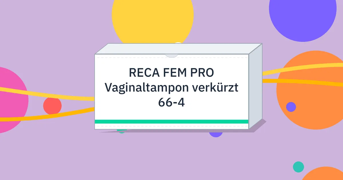 Symbolbild: Packung mit der Aufschrift RECA FEM PRO Vaginaltampon verkürzt 66-4 (PZN 09175824) – Verfügbarkeit und Bezug in Apotheken in Frankfurt am Main