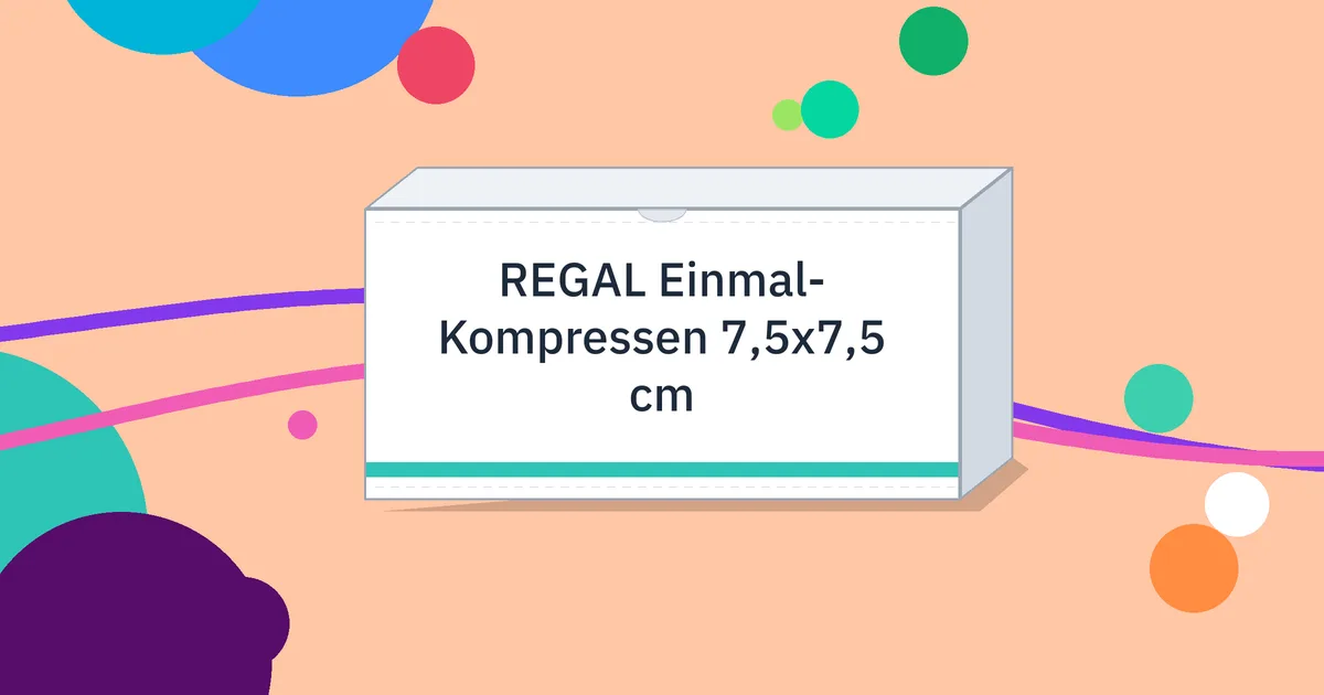 Symbolbild: Packung mit der Aufschrift REGAL Einmal-Kompressen 7,5x7,5 cm (PZN 01564319) – Verfügbarkeit und Bezug in Apotheken in Frankfurt am Main