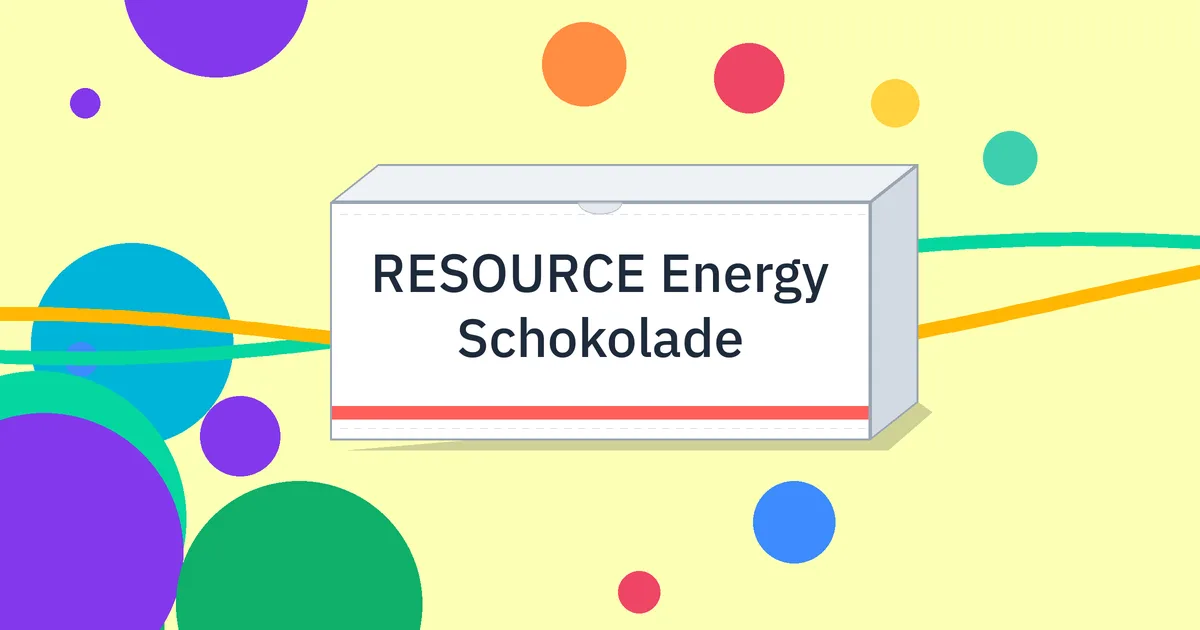 Symbolbild: Packung mit der Aufschrift RESOURCE Energy Schokolade (PZN 06101618) – Verfügbarkeit und Bezug in Apotheken in Frankfurt am Main