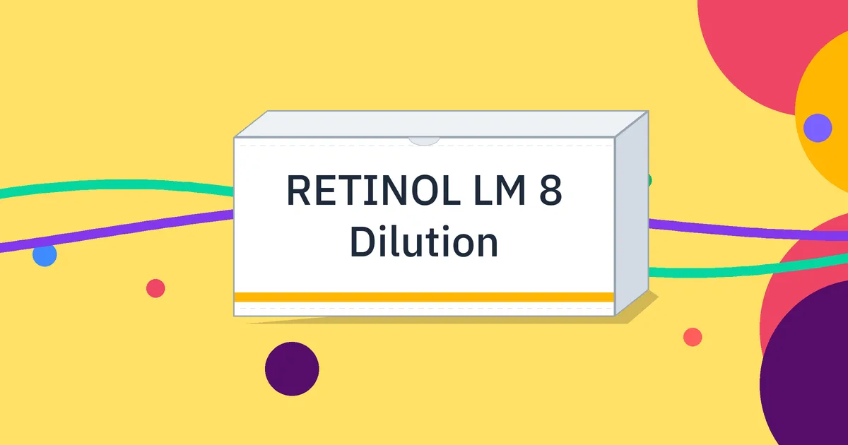 Symbolbild: Packung mit der Aufschrift RETINOL LM 8 Dilution (PZN 13047552) – Verfügbarkeit und Bezug in Apotheken in Frankfurt am Main