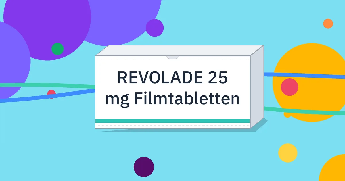 Symbolbild: Packung mit der Aufschrift REVOLADE 25 mg Filmtabletten (PZN 12643401) – Verfügbarkeit und Bezug in Apotheken in Frankfurt am Main