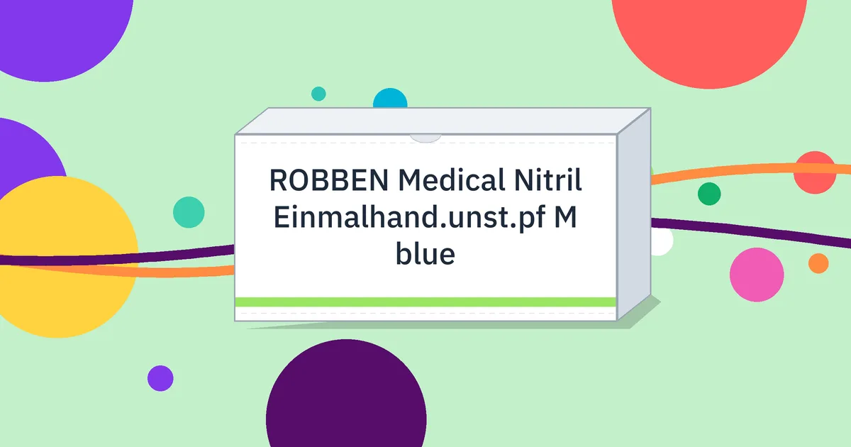 Symbolbild: Packung mit der Aufschrift ROBBEN Medical Nitril Einmalhand.unst.pf M blue (PZN 20199305) – Verfügbarkeit und Bezug in Apotheken in Frankfurt am Main