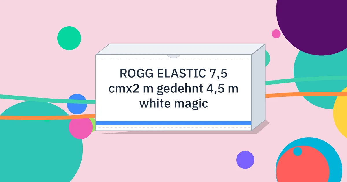 Symbolbild: Packung mit der Aufschrift ROGG ELASTIC 7,5 cmx2 m gedehnt 4,5 m white magic (PZN 15301701) – Verfügbarkeit und Bezug in Apotheken in Frankfurt am Main