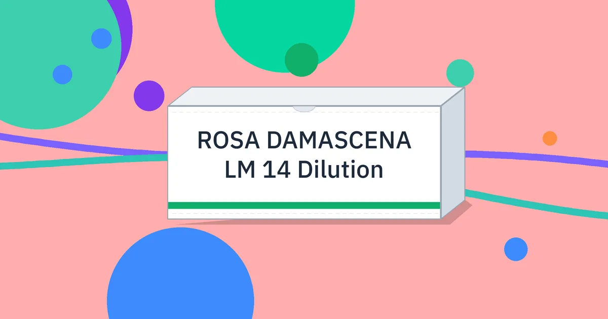 Symbolbild: Packung mit der Aufschrift ROSA DAMASCENA LM 14 Dilution (PZN 13056309) – Verfügbarkeit und Bezug in Apotheken in Frankfurt am Main