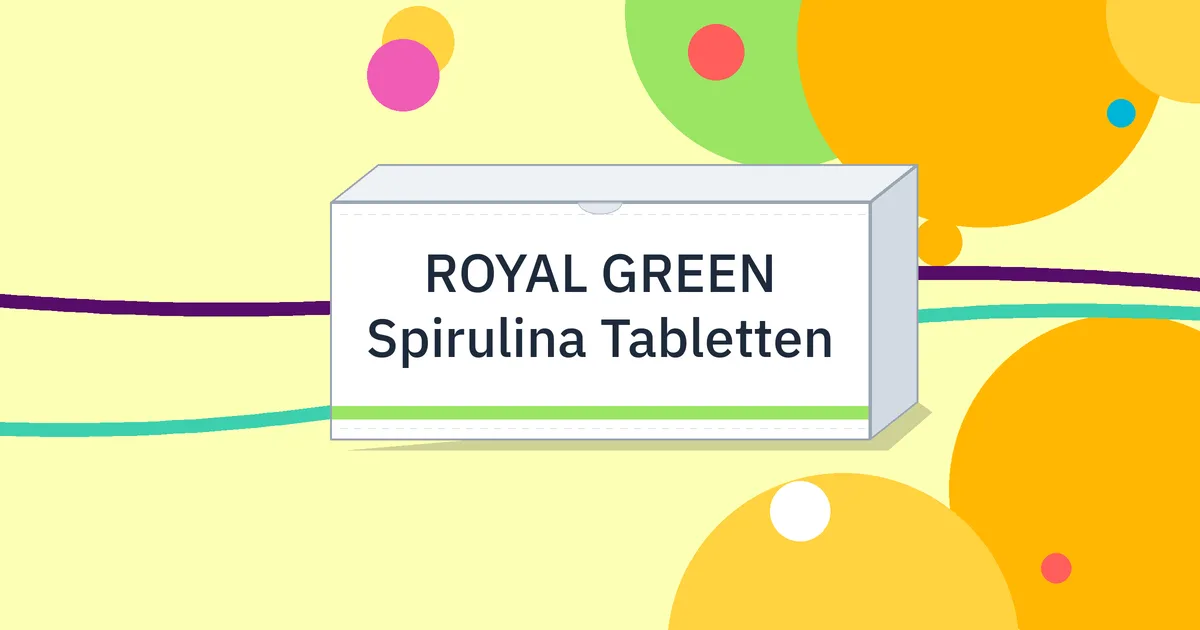 Symbolbild: Packung mit der Aufschrift ROYAL GREEN Spirulina Tabletten (PZN 16504694) – Verfügbarkeit und Bezug in Apotheken in Frankfurt am Main