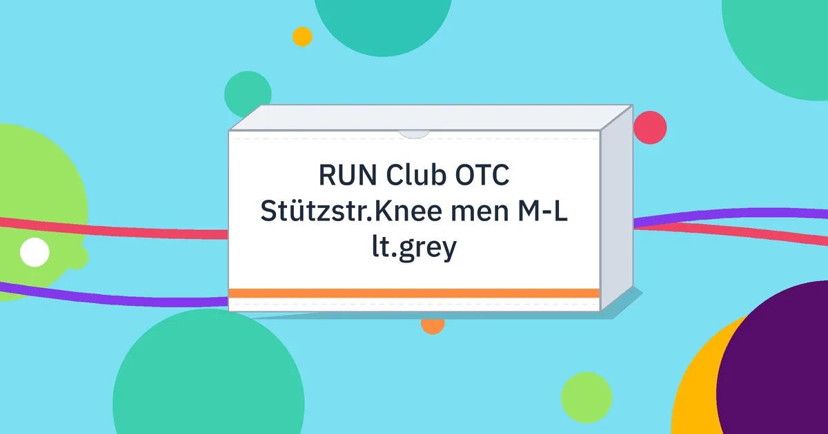 Symbolbild: Packung mit der Aufschrift RUN Club OTC Stützstr.Knee men M-L lt.grey (PZN 20524320) – Verfügbarkeit und Bezug in Apotheken in Frankfurt am Main