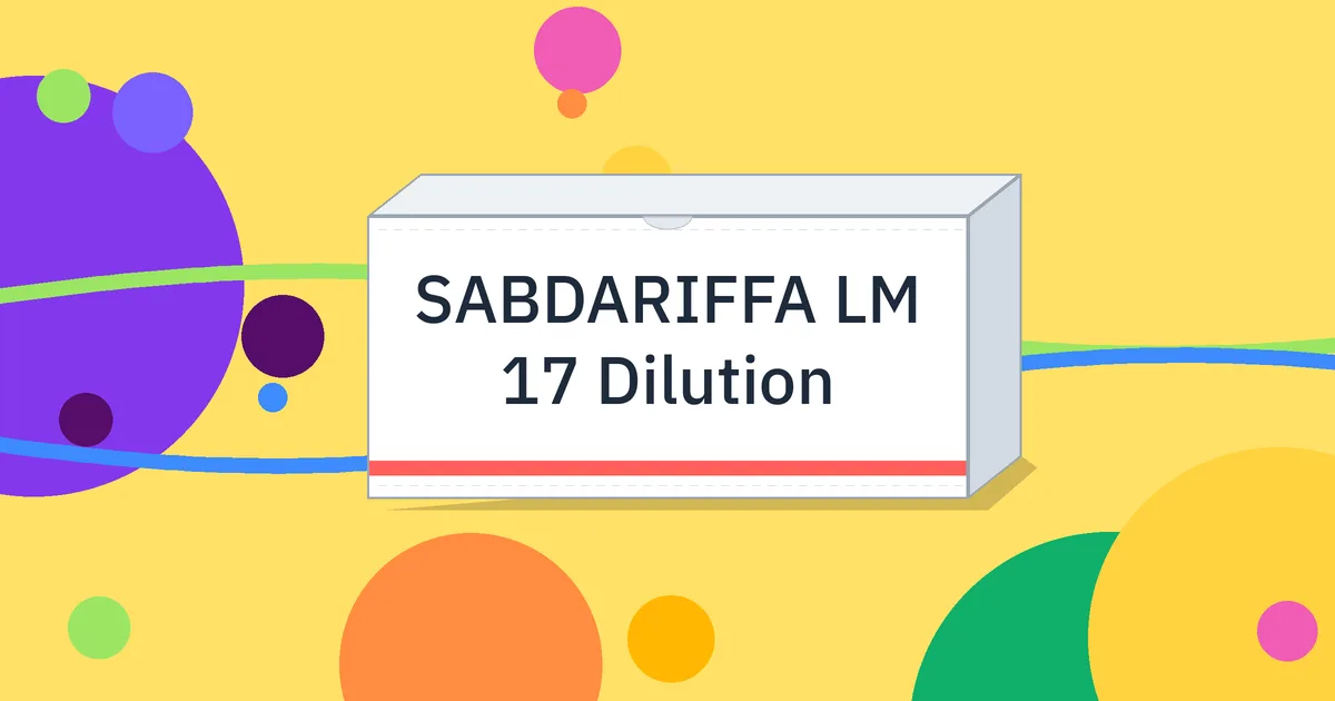 Symbolbild: Packung mit der Aufschrift SABDARIFFA LM 17 Dilution (PZN 13175480) – Verfügbarkeit und Bezug in Apotheken in Frankfurt am Main
