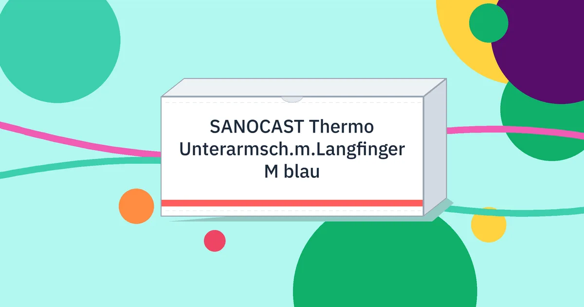 Symbolbild: Packung mit der Aufschrift SANOCAST Thermo Unterarmsch.m.Langfinger M blau (PZN 15260681) – Verfügbarkeit und Bezug in Apotheken in Frankfurt am Main