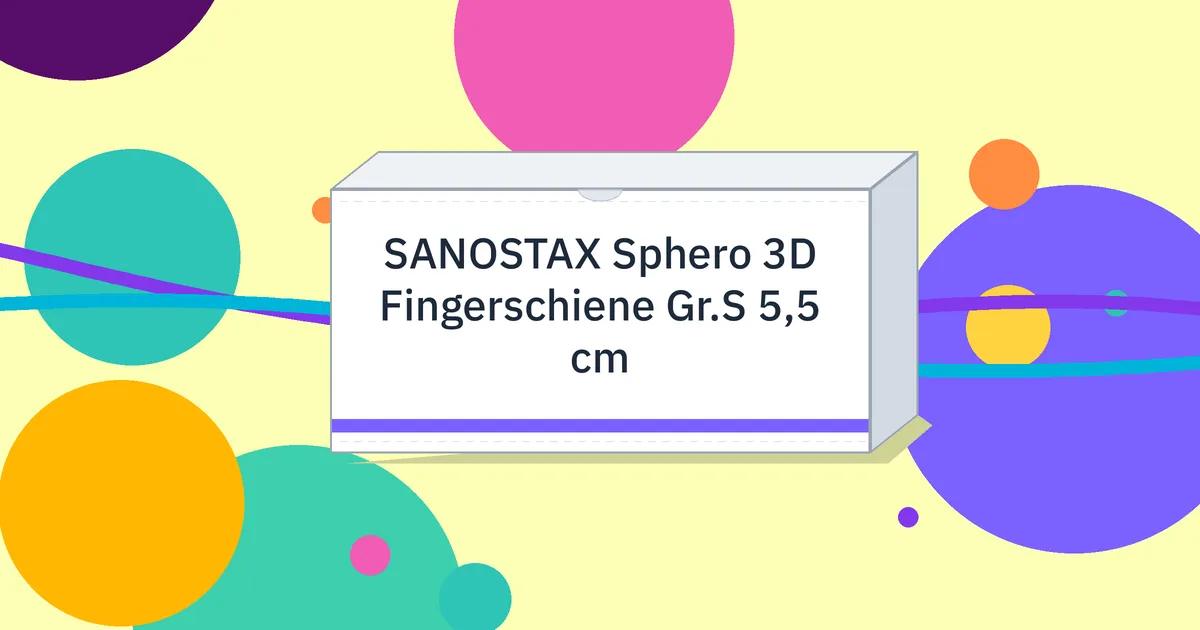 Symbolbild: Packung mit der Aufschrift SANOSTAX Sphero 3D Fingerschiene Gr.S 5,5 cm (PZN 17416526) – Verfügbarkeit und Bezug in Apotheken in Frankfurt am Main