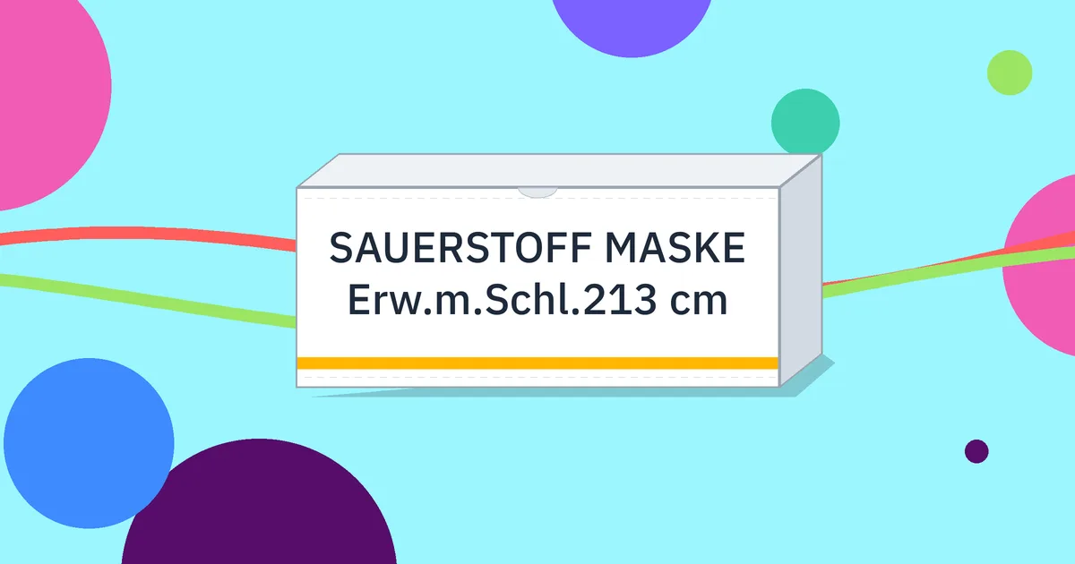 Symbolbild: Packung mit der Aufschrift SAUERSTOFF MASKE Erw.m.Schl.213 cm (PZN 07486448) – Verfügbarkeit und Bezug in Apotheken in Frankfurt am Main