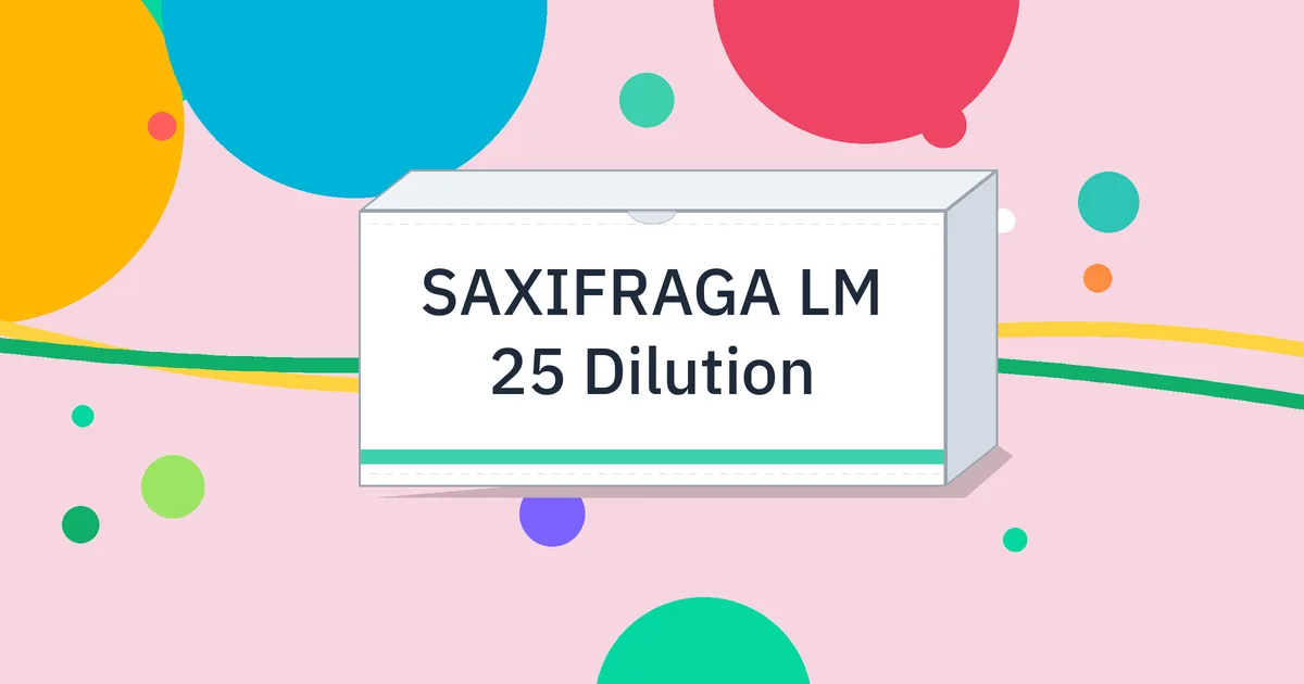 Symbolbild: Packung mit der Aufschrift SAXIFRAGA LM 25 Dilution (PZN 13688593) – Verfügbarkeit und Bezug in Apotheken in Frankfurt am Main
