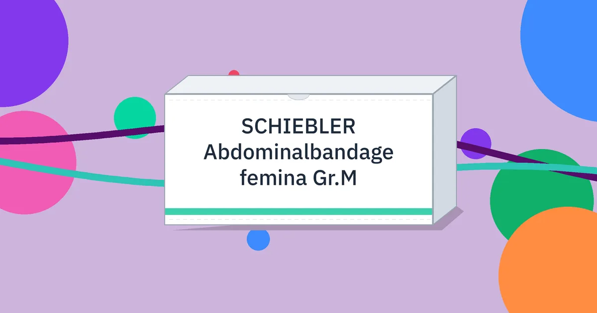Symbolbild: Packung mit der Aufschrift SCHIEBLER Abdominalbandage femina Gr.M (PZN 06990937) – Verfügbarkeit und Bezug in Apotheken in Frankfurt am Main