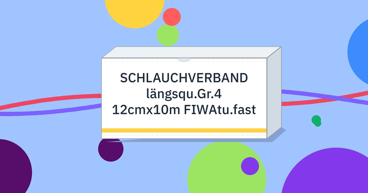 Symbolbild: Packung mit der Aufschrift SCHLAUCHVERBAND längsqu.Gr.4 12cmx10m FIWAtu.fast (PZN 12407853) – Verfügbarkeit und Bezug in Apotheken in Frankfurt am Main