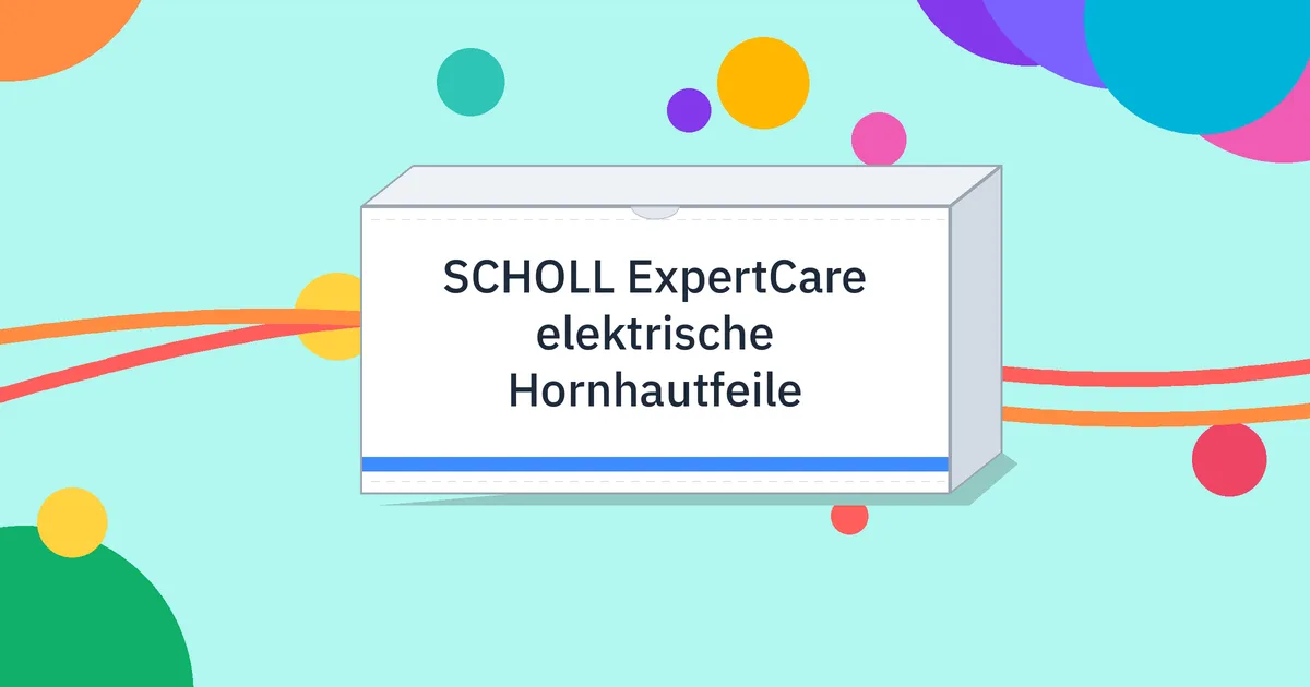 Symbolbild: Packung mit der Aufschrift SCHOLL ExpertCare elektrische Hornhautfeile (PZN 20776955) – Verfügbarkeit und Bezug in Apotheken in Frankfurt am Main