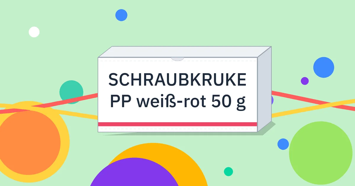Symbolbild: Packung mit der Aufschrift SCHRAUBKRUKE PP weiß-rot 50 g (PZN 18015203) – Verfügbarkeit und Bezug in Apotheken in Frankfurt am Main