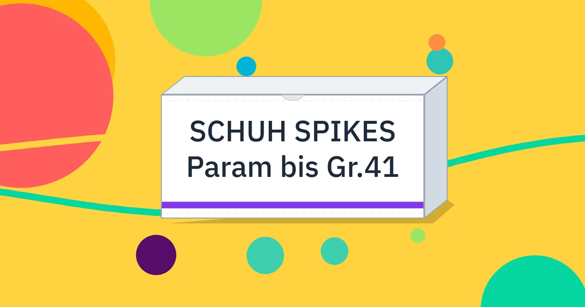 Symbolbild: Packung mit der Aufschrift SCHUH SPIKES Param bis Gr.41 (PZN 09466817) – Verfügbarkeit und Bezug in Apotheken in Frankfurt am Main