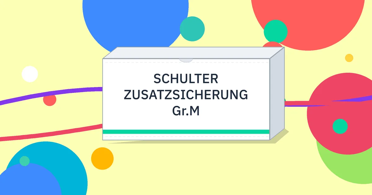 Symbolbild: Packung mit der Aufschrift SCHULTER ZUSATZSICHERUNG Gr.M (PZN 09167865) – Verfügbarkeit und Bezug in Apotheken in Frankfurt am Main
