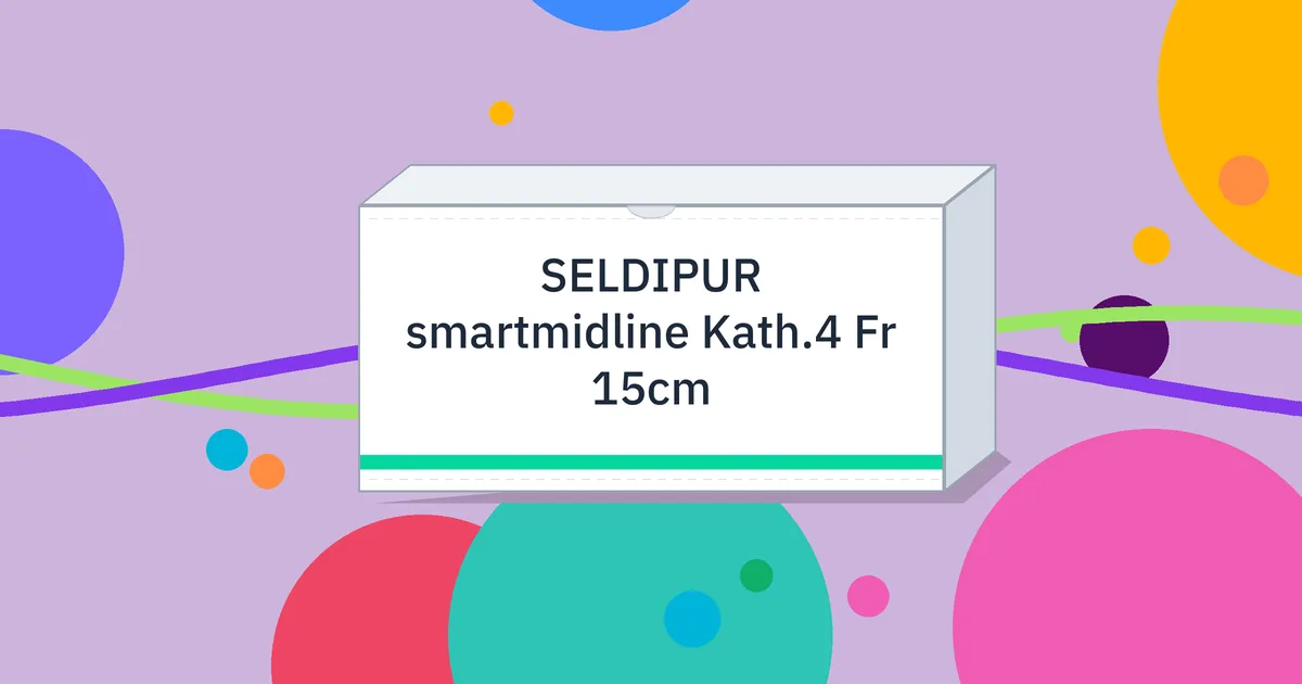 Symbolbild: Packung mit der Aufschrift SELDIPUR smartmidline Kath.4 Fr 15cm (PZN 15263484) – Verfügbarkeit und Bezug in Apotheken in Frankfurt am Main