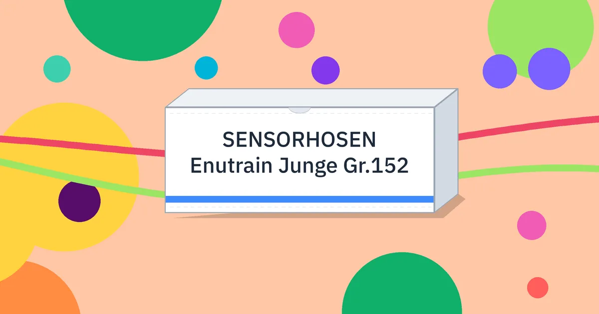 Symbolbild: Packung mit der Aufschrift SENSORHOSEN Enutrain Junge Gr.152 (PZN 04477360) – Verfügbarkeit und Bezug in Apotheken in Frankfurt am Main