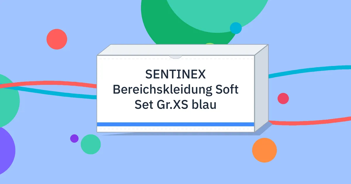 Symbolbild: Packung mit der Aufschrift SENTINEX Bereichskleidung Soft Set Gr.XS blau (PZN 09737558) – Verfügbarkeit und Bezug in Apotheken in Frankfurt am Main