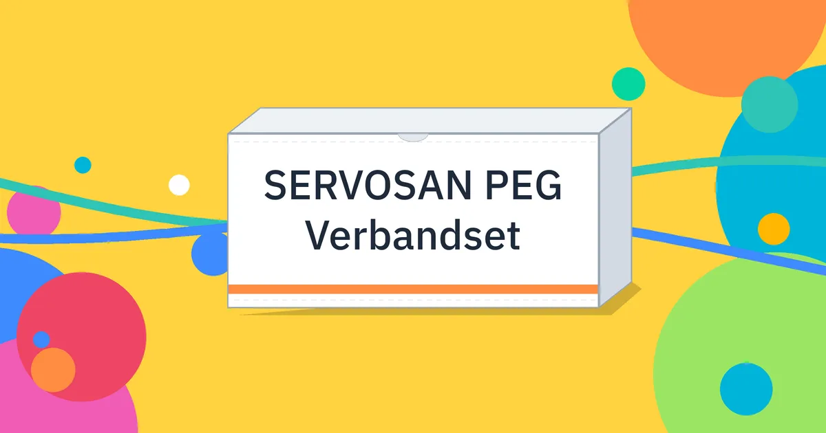 Symbolbild: Packung mit der Aufschrift SERVOSAN PEG Verbandset (PZN 15585495) – Verfügbarkeit und Bezug in Apotheken in Frankfurt am Main