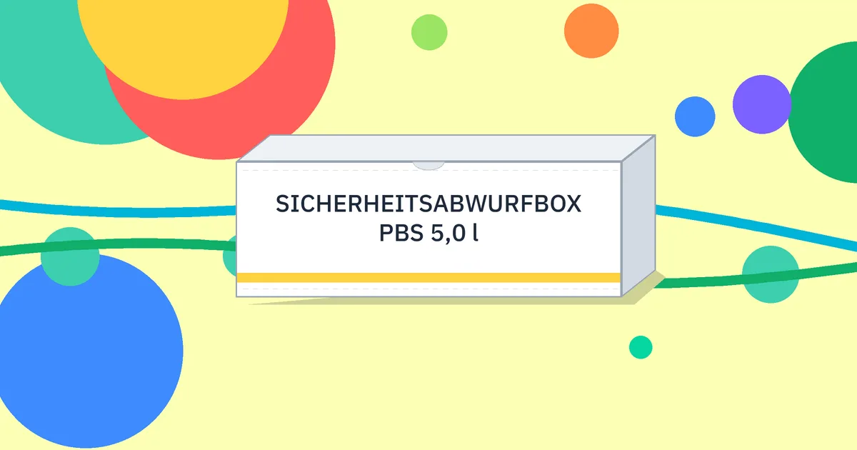 Symbolbild: Packung mit der Aufschrift SICHERHEITSABWURFBOX PBS 5,0 l (PZN 09106881) – Verfügbarkeit und Bezug in Apotheken in Frankfurt am Main