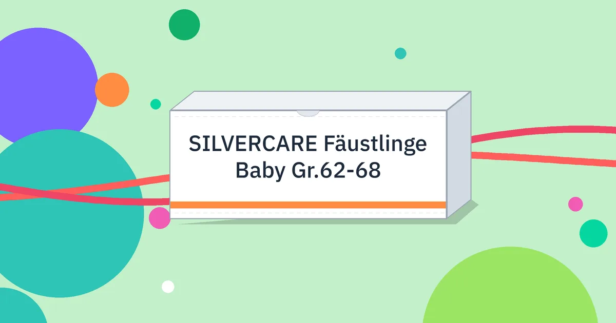 Symbolbild: Packung mit der Aufschrift SILVERCARE Fäustlinge Baby Gr.62-68 (PZN 01110386) – Verfügbarkeit und Bezug in Apotheken in Frankfurt am Main