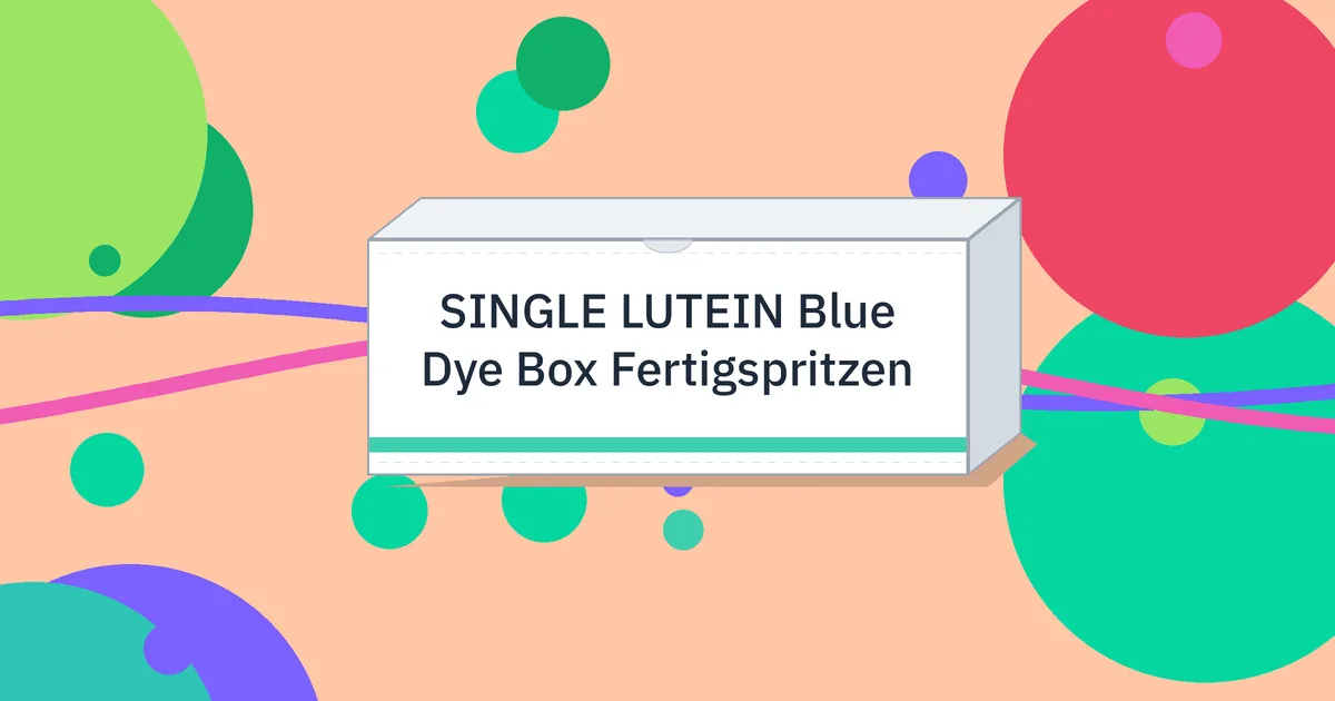 Symbolbild: Packung mit der Aufschrift SINGLE LUTEIN Blue Dye Box Fertigspritzen (PZN 18897462) – Verfügbarkeit und Bezug in Apotheken in Frankfurt am Main