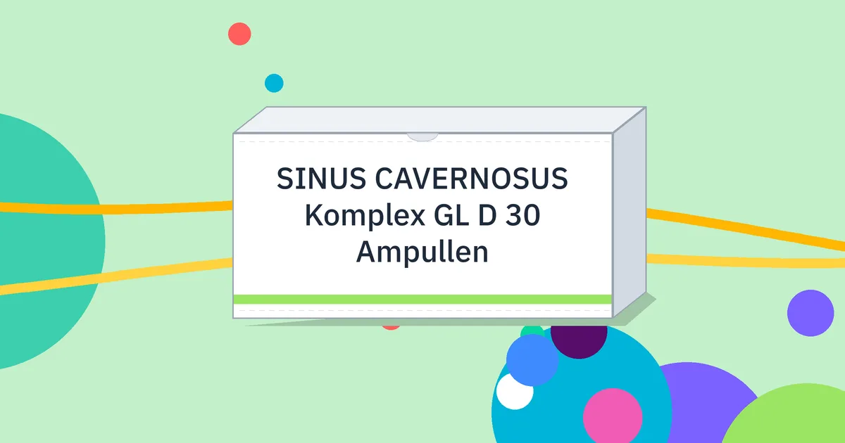 Symbolbild: Packung mit der Aufschrift SINUS CAVERNOSUS Komplex GL D 30 Ampullen (PZN 03657752) – Verfügbarkeit und Bezug in Apotheken in Frankfurt am Main
