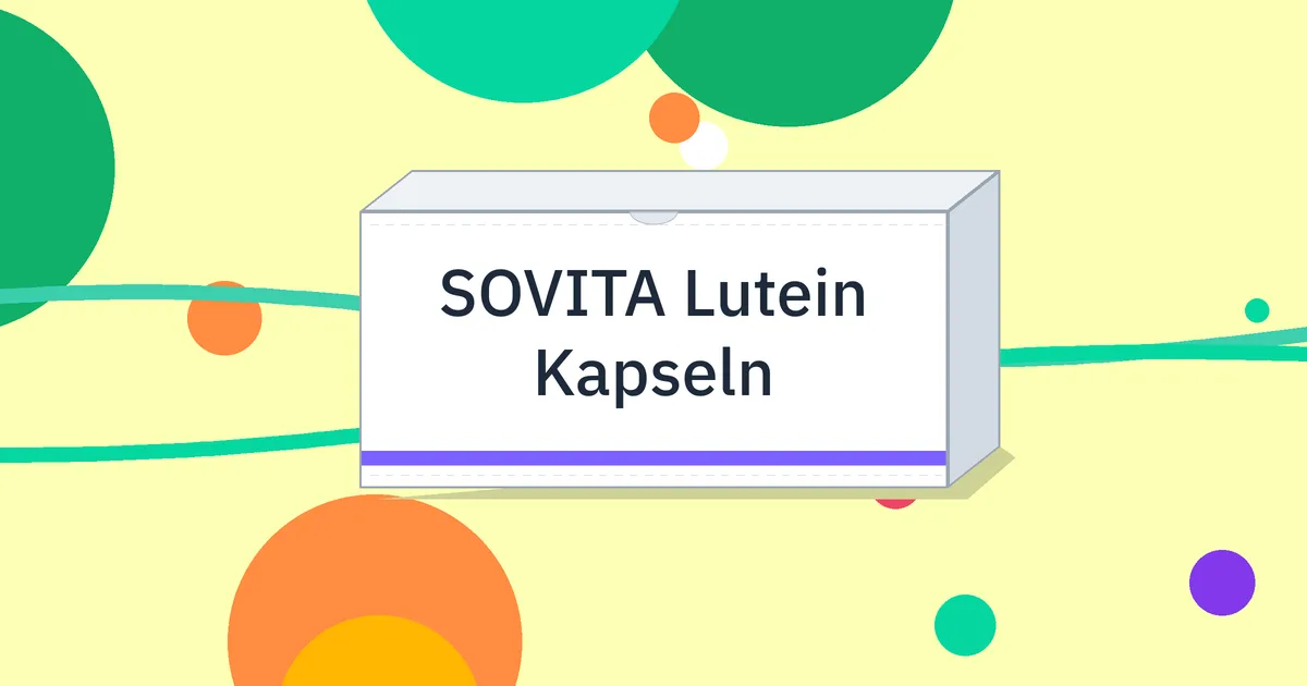 Symbolbild: Packung mit der Aufschrift SOVITA Lutein Kapseln (PZN 14177423) – Verfügbarkeit und Bezug in Apotheken in Frankfurt am Main