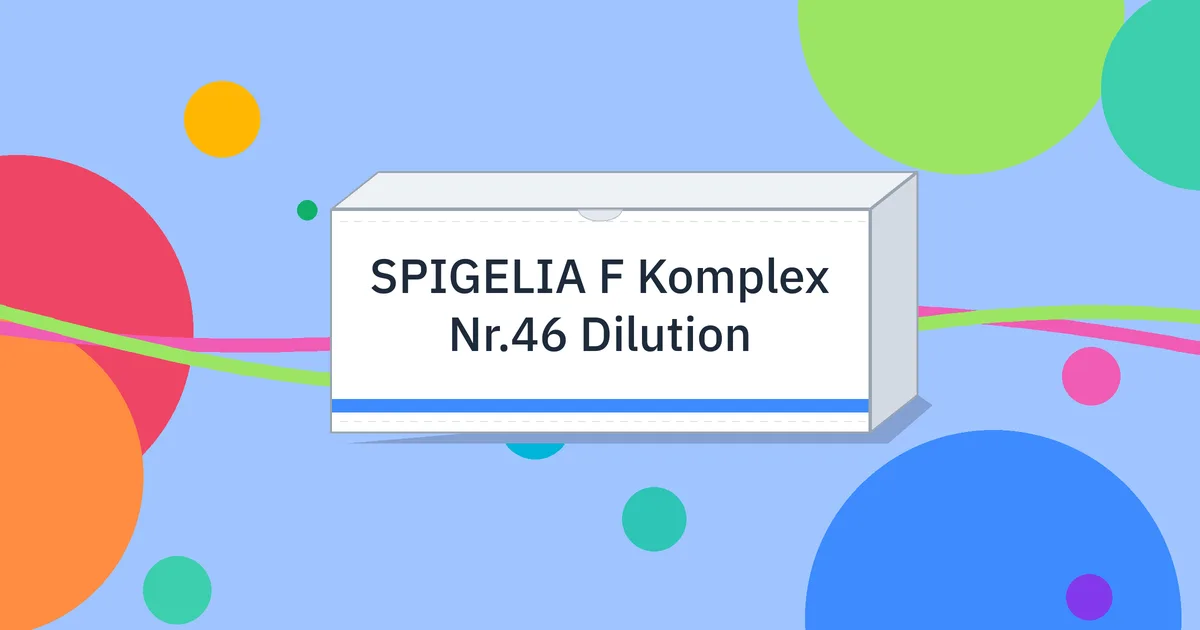 Symbolbild: Packung mit der Aufschrift SPIGELIA F Komplex Nr.46 Dilution (PZN 01012821) – Verfügbarkeit und Bezug in Apotheken in Frankfurt am Main