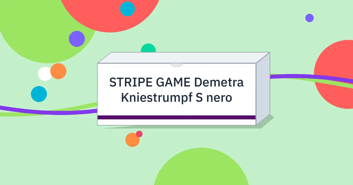 Symbolbild: Packung mit der Aufschrift STRIPE GAME Demetra Kniestrumpf S nero (PZN 20719472) – Verfügbarkeit und Bezug in Apotheken in Frankfurt am Main