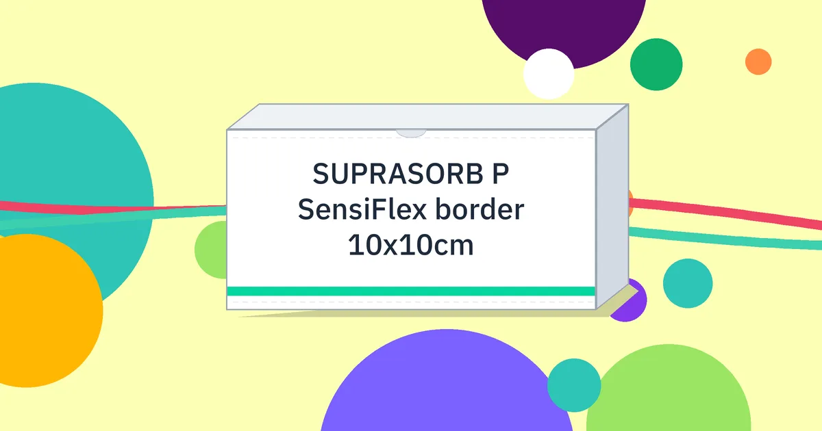 Symbolbild: Packung mit der Aufschrift SUPRASORB P SensiFlex border 10x10cm (PZN 20945458) – Verfügbarkeit und Bezug in Apotheken in Frankfurt am Main