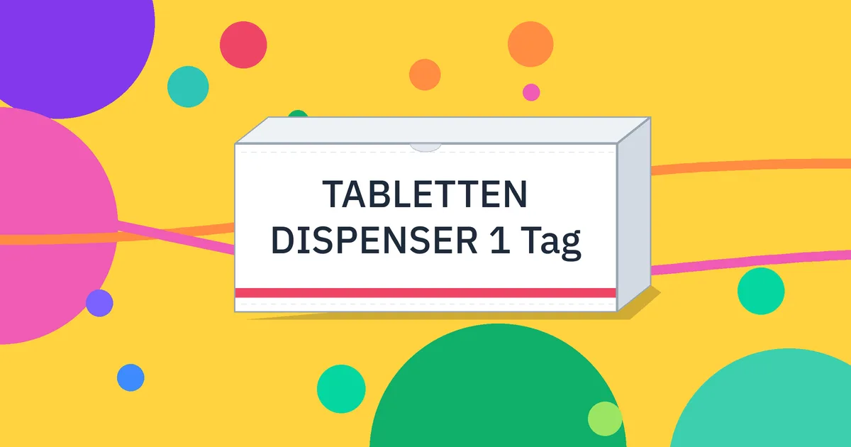 Symbolbild: Packung mit der Aufschrift TABLETTEN DISPENSER 1 Tag (PZN 04865872) – Verfügbarkeit und Bezug in Apotheken in Frankfurt am Main