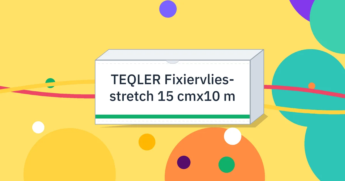 Symbolbild: Packung mit der Aufschrift TEQLER Fixiervlies-stretch 15 cmx10 m (PZN 18884175) – Verfügbarkeit und Bezug in Apotheken in Frankfurt am Main