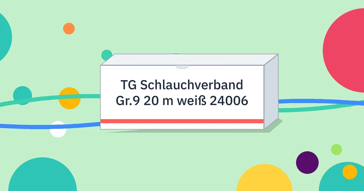 Symbolbild: Packung mit der Aufschrift TG Schlauchverband Gr.9 20 m weiß 24006 (PZN 05490753) – Verfügbarkeit und Bezug in Apotheken in Frankfurt am Main