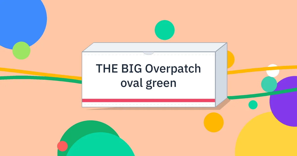 Symbolbild: Packung mit der Aufschrift THE BIG Overpatch oval green (PZN 19867693) – Verfügbarkeit und Bezug in Apotheken in Frankfurt am Main