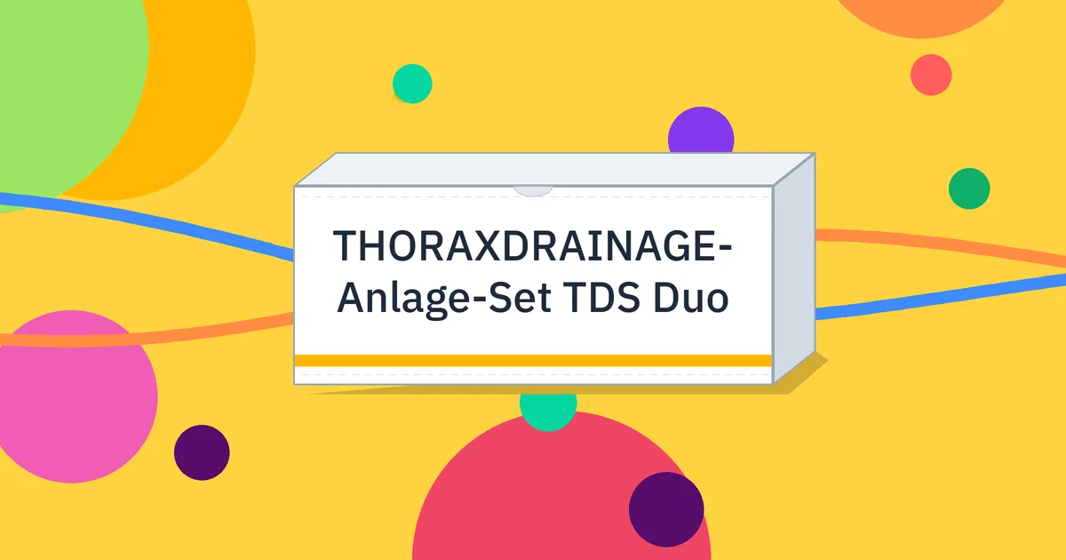 Symbolbild: Packung mit der Aufschrift THORAXDRAINAGE-Anlage-Set TDS Duo (PZN 12561672) – Verfügbarkeit und Bezug in Apotheken in Frankfurt am Main