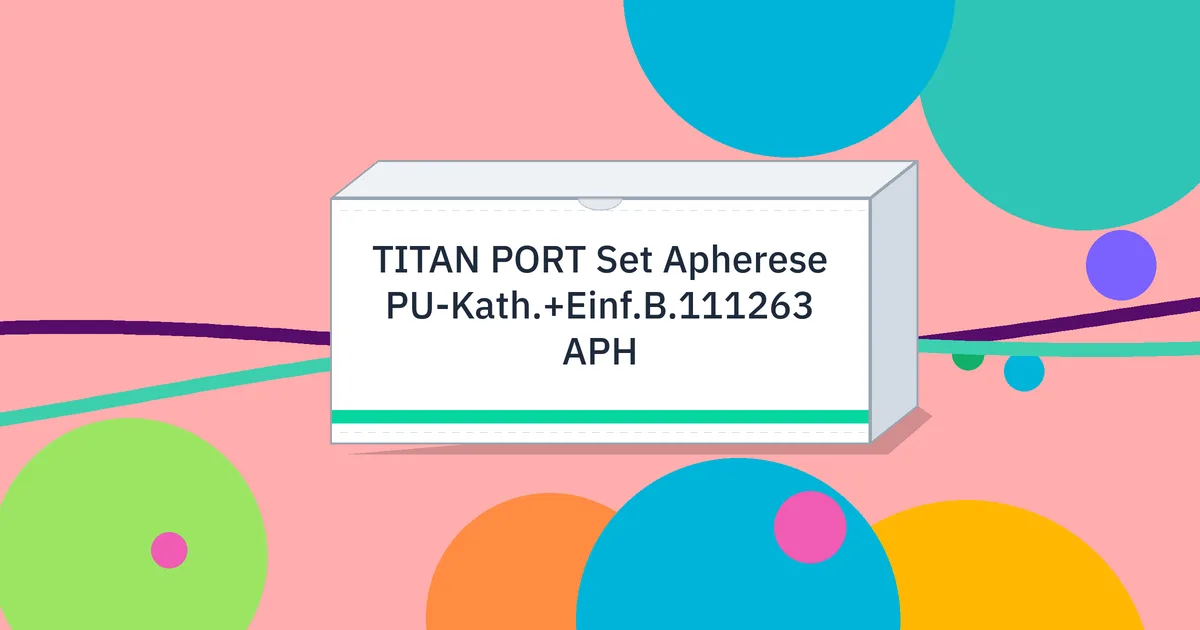 Symbolbild: Packung mit der Aufschrift TITAN PORT Set Apherese PU-Kath.+Einf.B.111263 APH (PZN 14161592) – Verfügbarkeit und Bezug in Apotheken in Frankfurt am Main