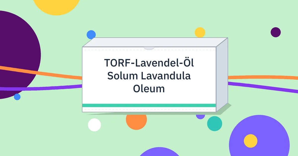 Symbolbild: Packung mit der Aufschrift TORF-Lavendel-Öl Solum Lavandula Oleum (PZN 02468345) – Verfügbarkeit und Bezug in Apotheken in Frankfurt am Main