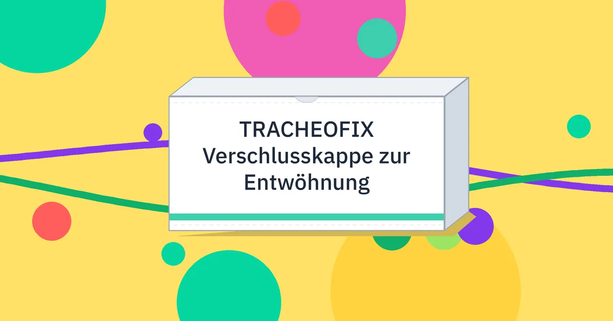 Symbolbild: Packung mit der Aufschrift TRACHEOFIX Verschlusskappe zur Entwöhnung (PZN 04164945) – Verfügbarkeit und Bezug in Apotheken in Frankfurt am Main