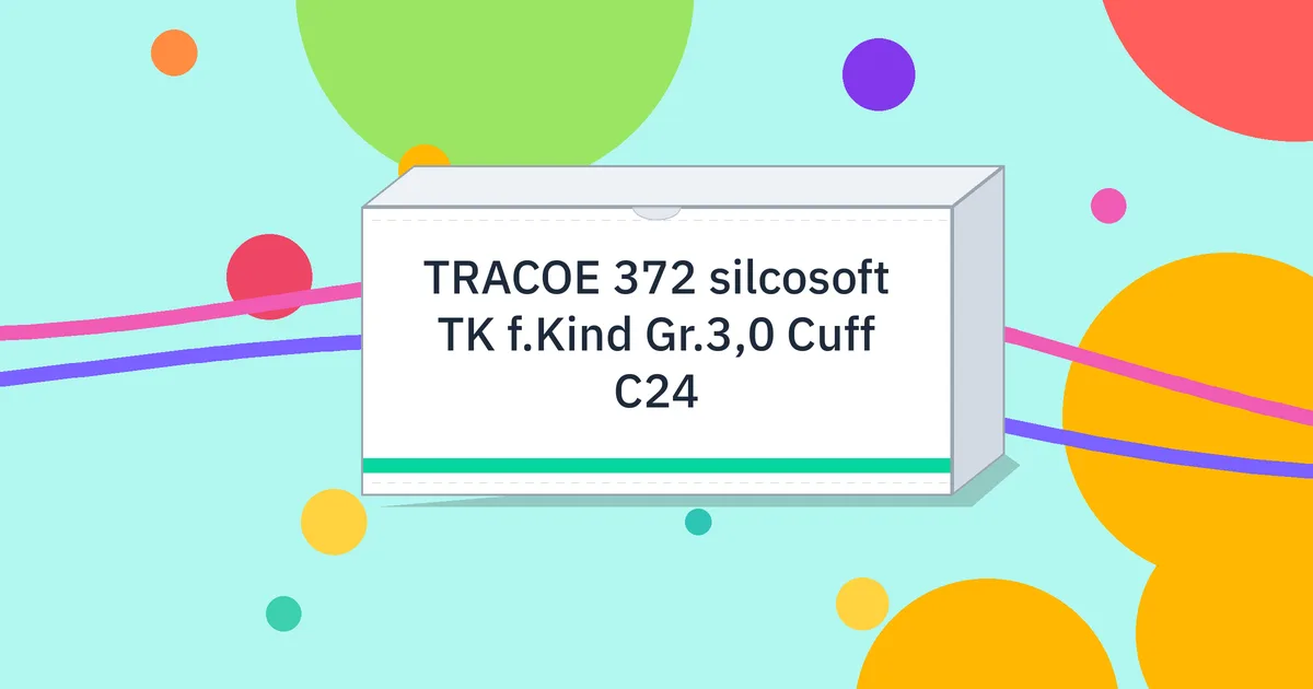 Symbolbild: Packung mit der Aufschrift TRACOE 372 silcosoft TK f.Kind Gr.3,0 Cuff C24 (PZN 14315925) – Verfügbarkeit und Bezug in Apotheken in Frankfurt am Main