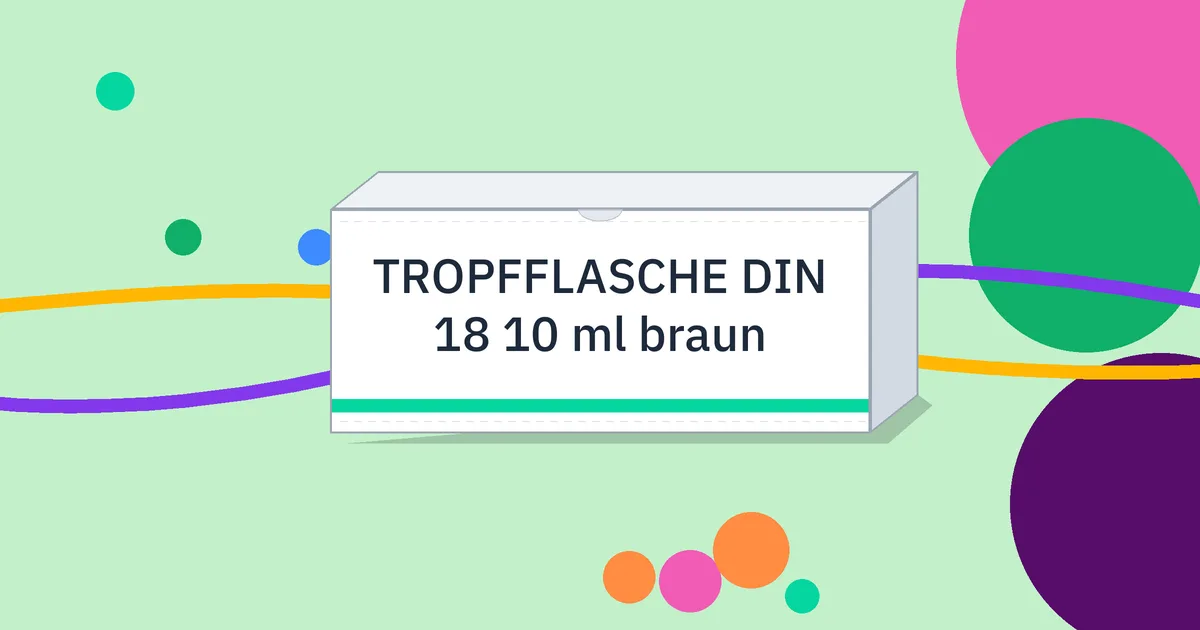 Symbolbild: Packung mit der Aufschrift TROPFFLASCHE DIN 18 10 ml braun (PZN 15586589) – Verfügbarkeit und Bezug in Apotheken in Frankfurt am Main