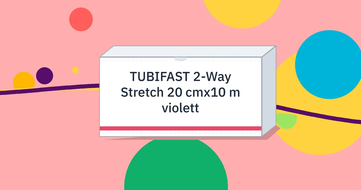 Symbolbild: Packung mit der Aufschrift TUBIFAST 2-Way Stretch 20 cmx10 m violett (PZN 10297863) – Verfügbarkeit und Bezug in Apotheken in Frankfurt am Main