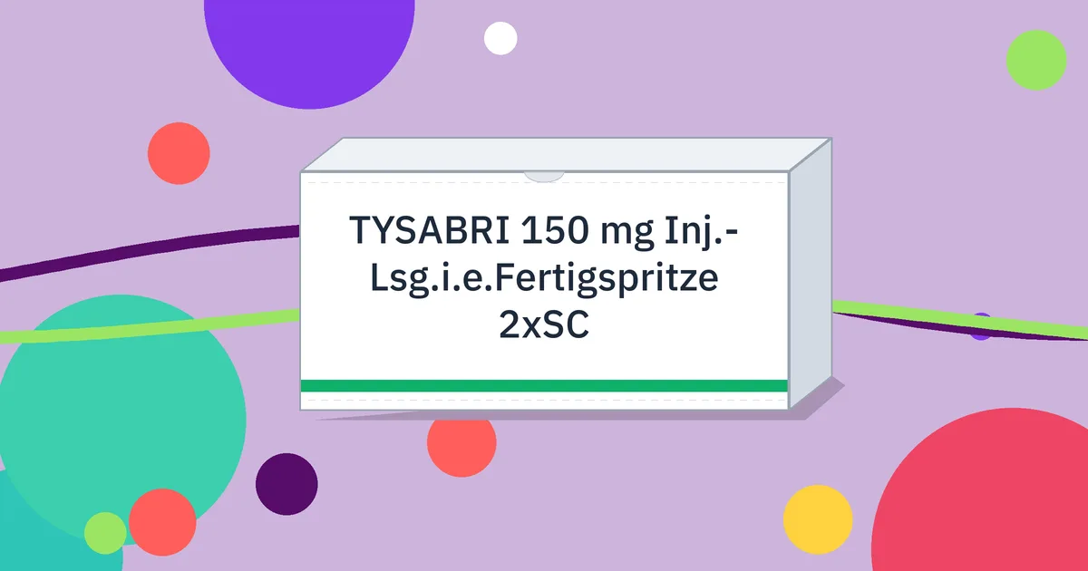 Symbolbild: Packung mit der Aufschrift TYSABRI 150 mg Inj.-Lsg.i.e.Fertigspritze 2xSC (PZN 19659960) – Verfügbarkeit und Bezug in Apotheken in Frankfurt am Main