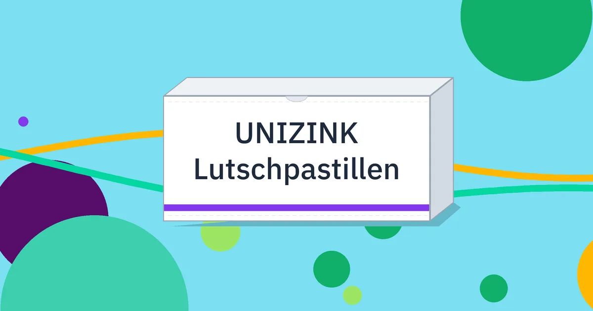 Symbolbild: Packung mit der Aufschrift UNIZINK Lutschpastillen (PZN 04712418) – Verfügbarkeit und Bezug in Apotheken in Frankfurt am Main