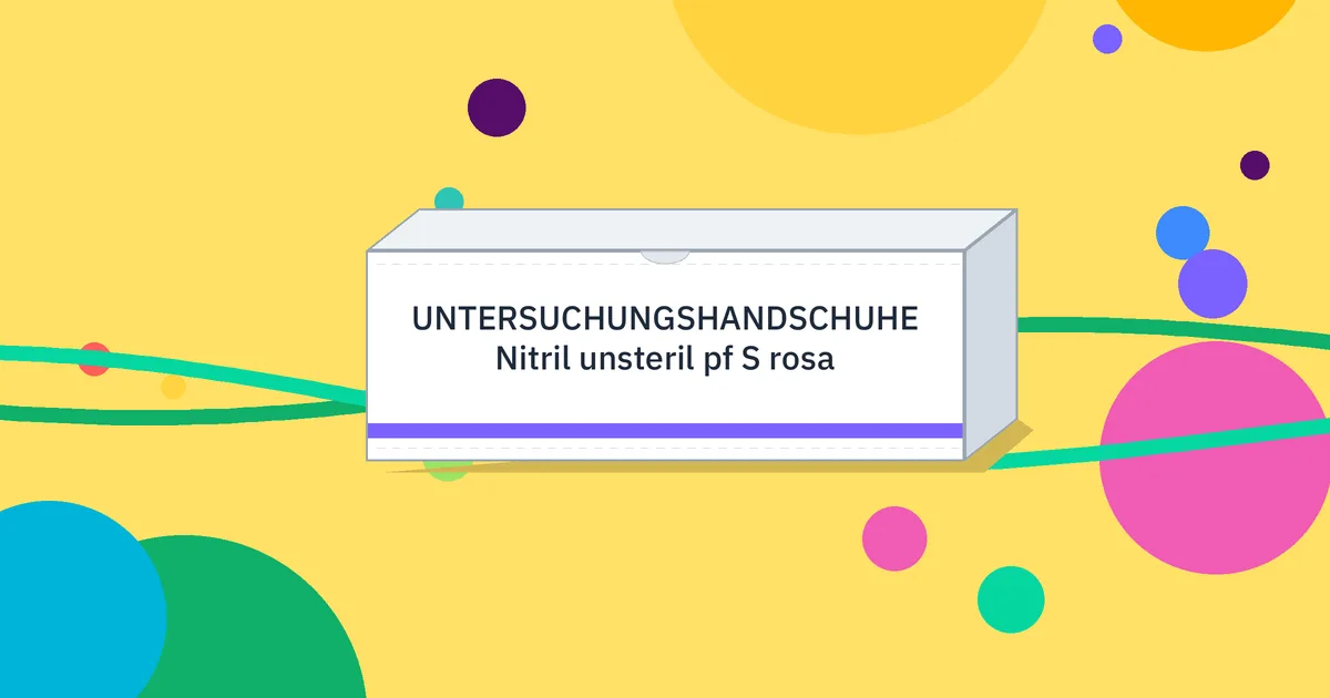 Symbolbild: Packung mit der Aufschrift UNTERSUCHUNGSHANDSCHUHE Nitril unsteril pf S rosa (PZN 14399922) – Verfügbarkeit und Bezug in Apotheken in Frankfurt am Main