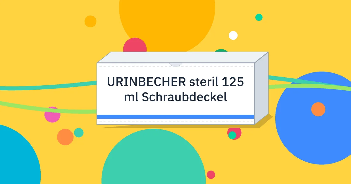 Symbolbild: Packung mit der Aufschrift URINBECHER steril 125 ml Schraubdeckel (PZN 19791636) – Verfügbarkeit und Bezug in Apotheken in Frankfurt am Main