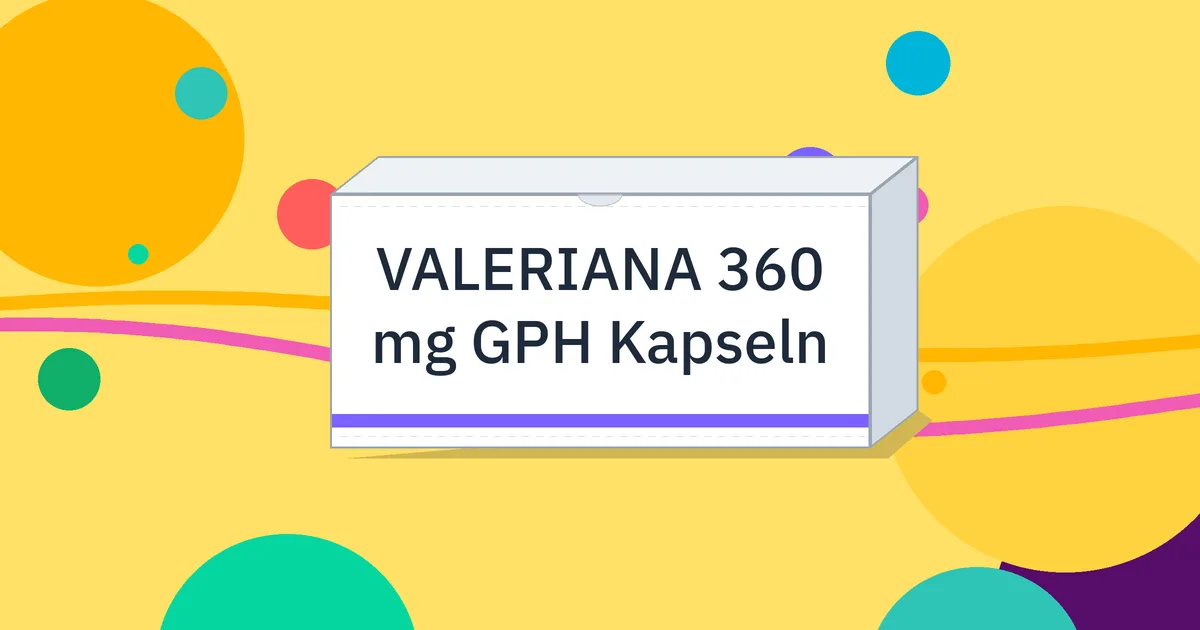 Symbolbild: Packung mit der Aufschrift VALERIANA 360 mg GPH Kapseln (PZN 09749366) – Verfügbarkeit und Bezug in Apotheken in Frankfurt am Main